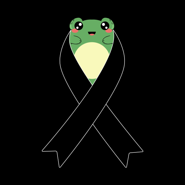 Skin Cancer Awareness Kawaii Frog Black Ribbon Gift - Skin Cancer - Pin ...