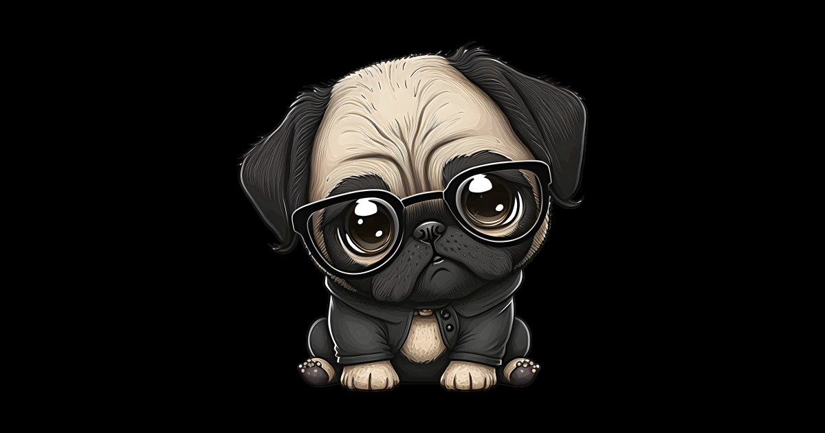 Sweet cute Cartoon Pug - Sweet Cute Cartoon Mops - Sticker | TeePublic
