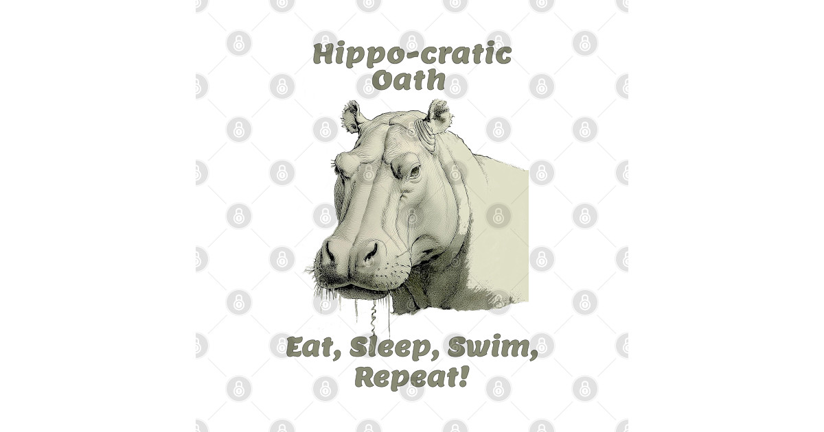 Hippo-cratic Oath - Hippopotamus - T-Shirt | TeePublic