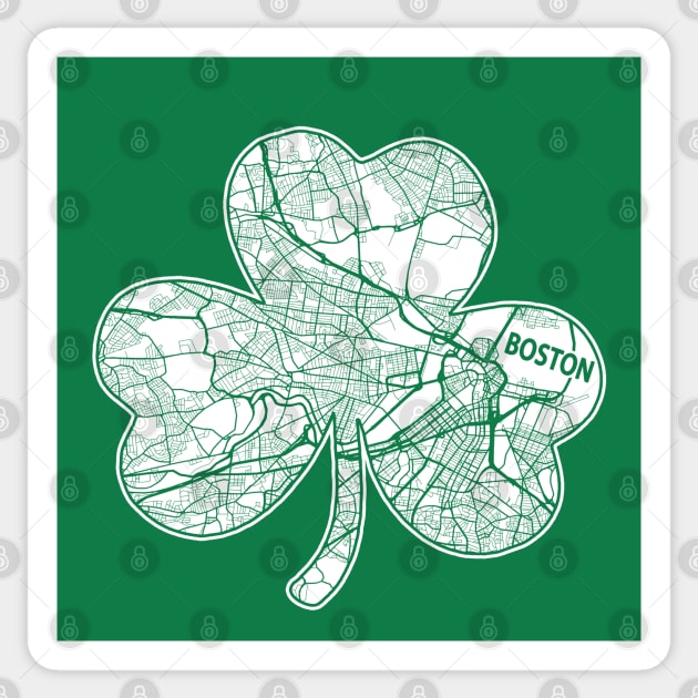 BOSTON SHAMROCK STREET MAP BOSTON IRISH ST PATTY - Boston - Sticker ...