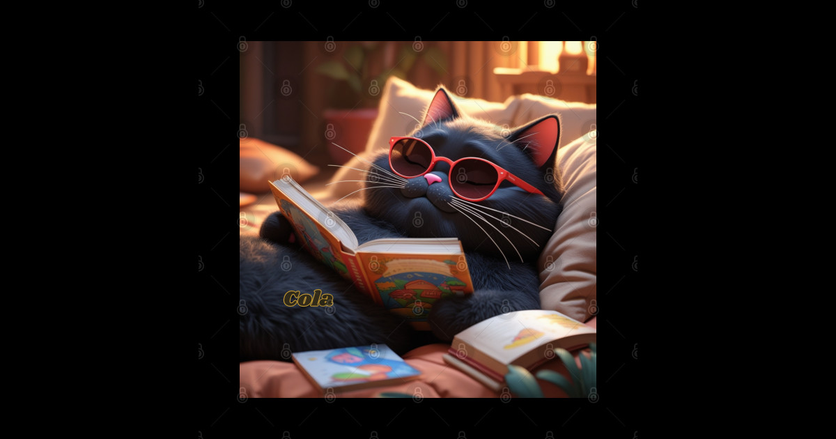 Cola’s rules “read, nap, loop🔄” - Cute Cat - Sticker | TeePublic