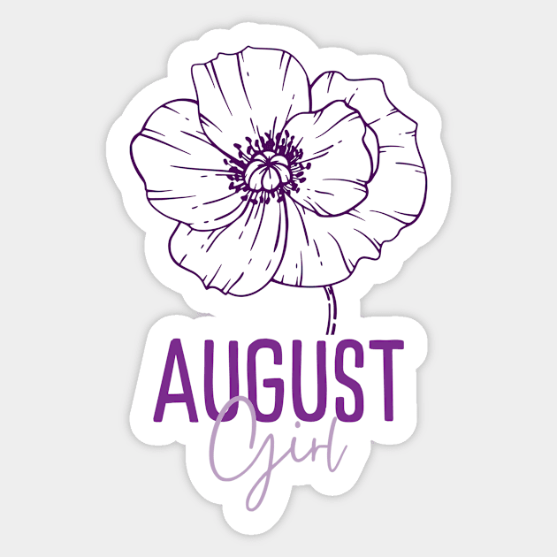 August Girl, minimalist Poppy August Birth Flower for August Birthday ...