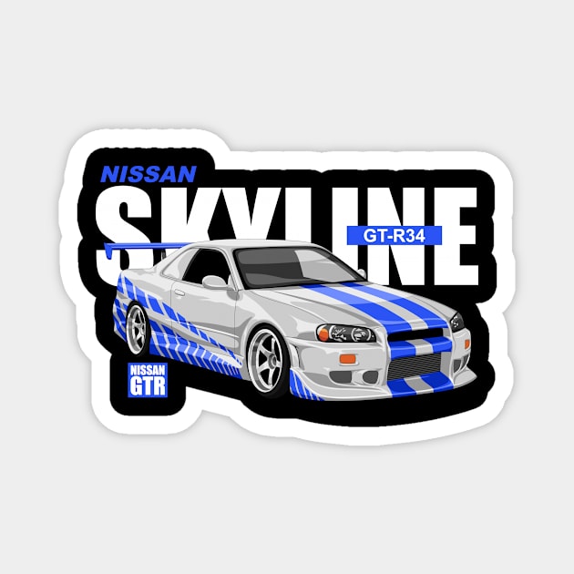 NISSAN GT-R34 SKYLINE - Nissan Skyline Gtr R34 - Magnet | TeePublic