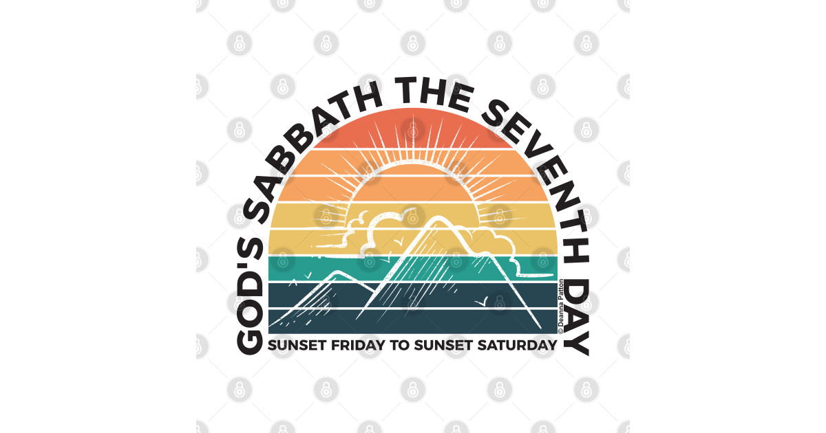 God's Sabbath The Seventh Day - Sunset - Black Text - Sabbath - T-Shirt ...