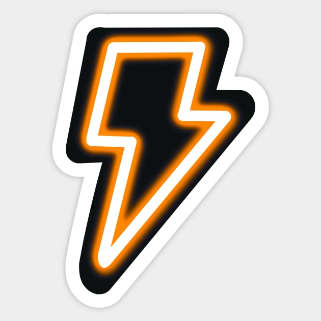 Neon Orange Lightning Bolt - Orange - Sticker | TeePublic