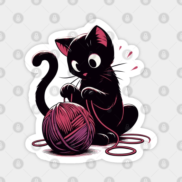 cat with yarn