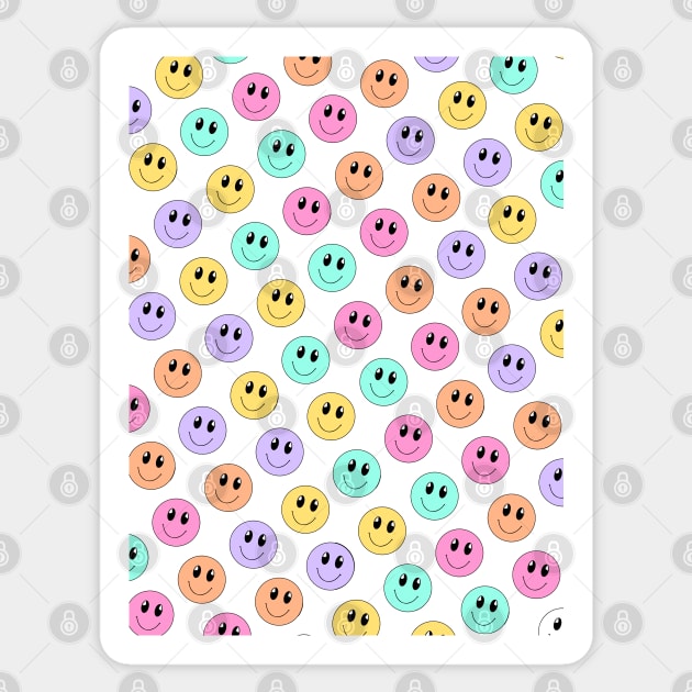 Multicoloured Emoji Smiley Faces Pattern - Pattern - Sticker | TeePublic