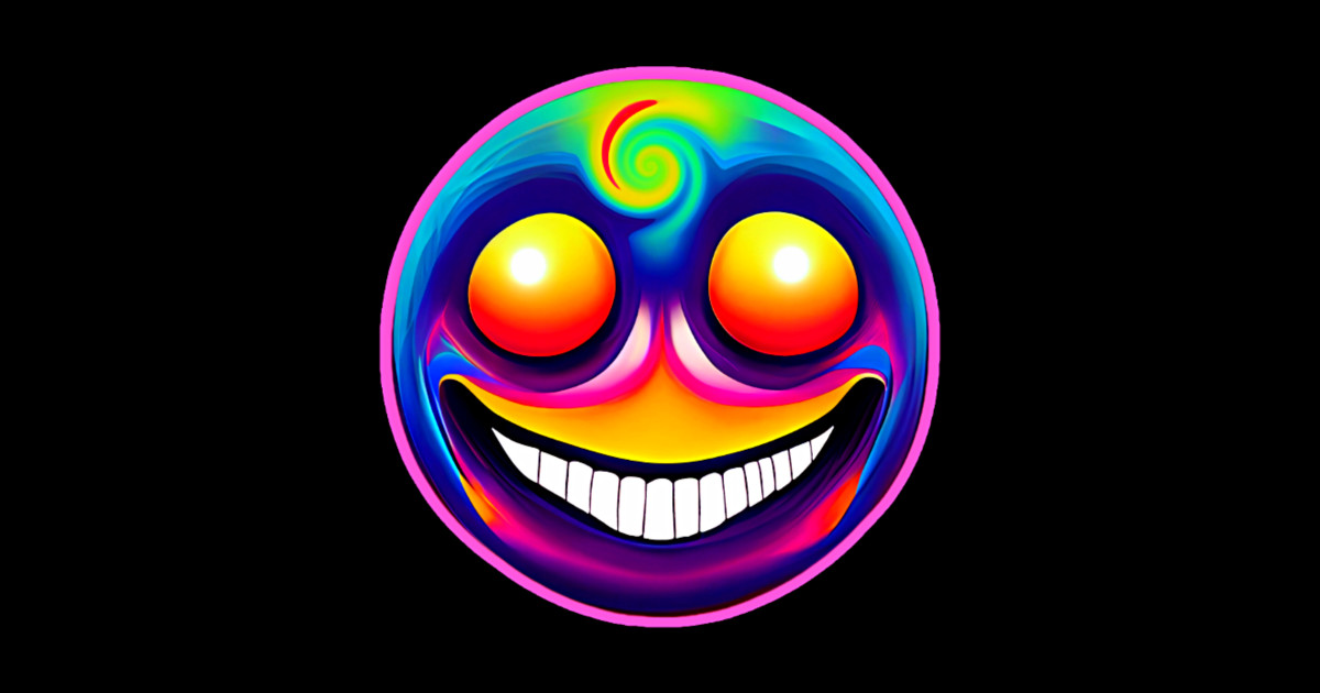 Psychedelic Emoji Smiling Happy Face - Psychedelic Emoji Smile Happy ...