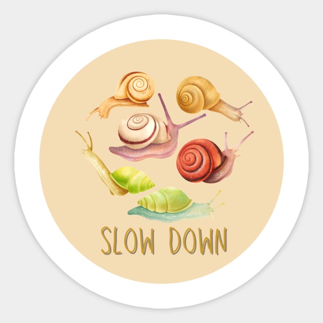 slow down snails retro - Slow Down - Sticker | TeePublic