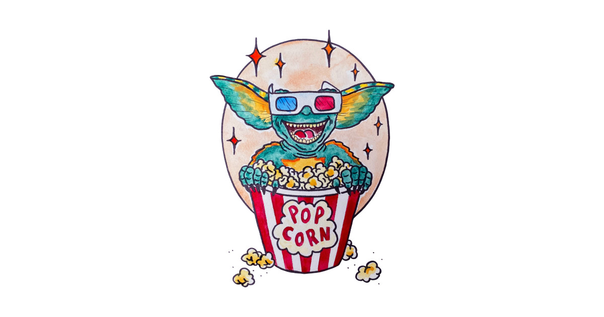 Gremlin with pop corn - Gremlins - T-Shirt | TeePublic