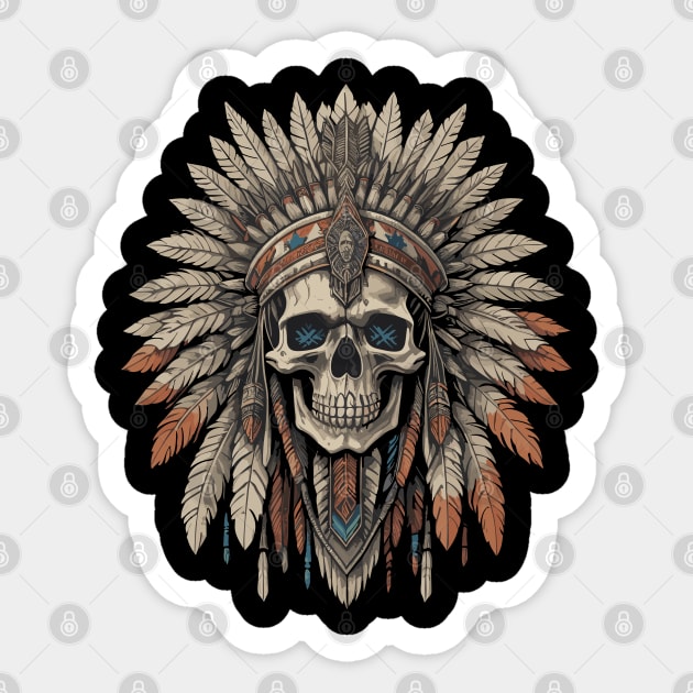 Native Americans skeleton art - Skeleton - Sticker | TeePublic