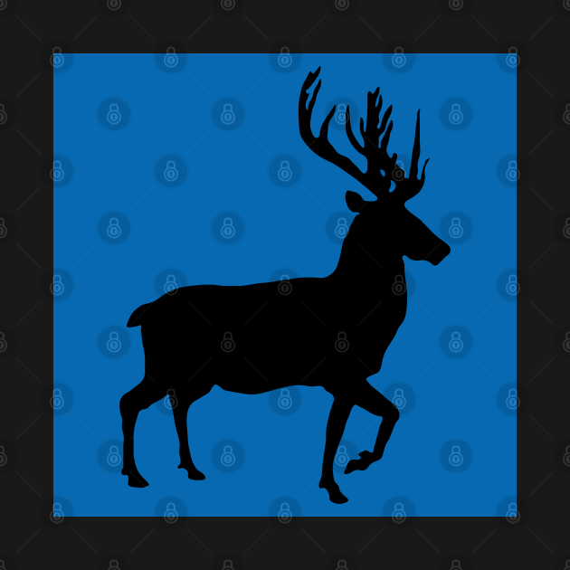 Black Coloured Scottish Stag Silhouette on Saltire Blue Background ...