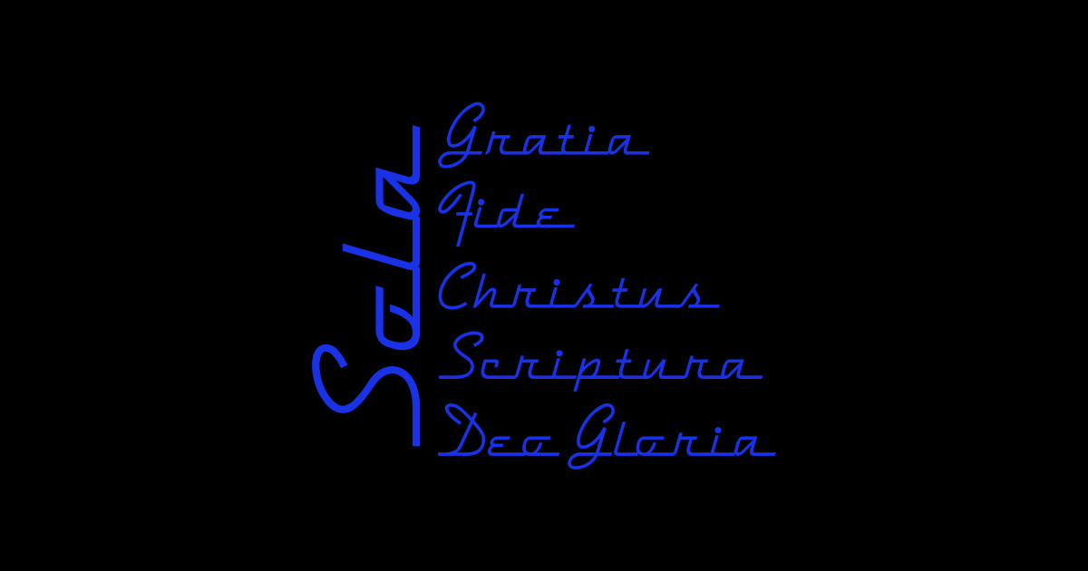 The Five Solas Retro Blue - Protestant Reformation - Sticker | TeePublic