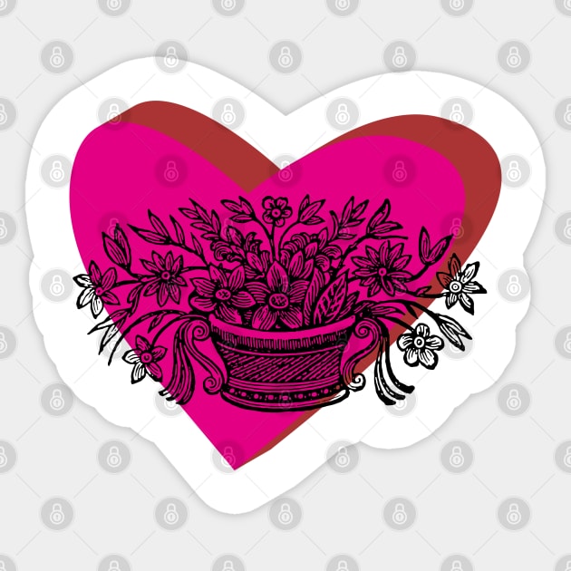 flower in love heart - Flower In Love Heart - Sticker | TeePublic