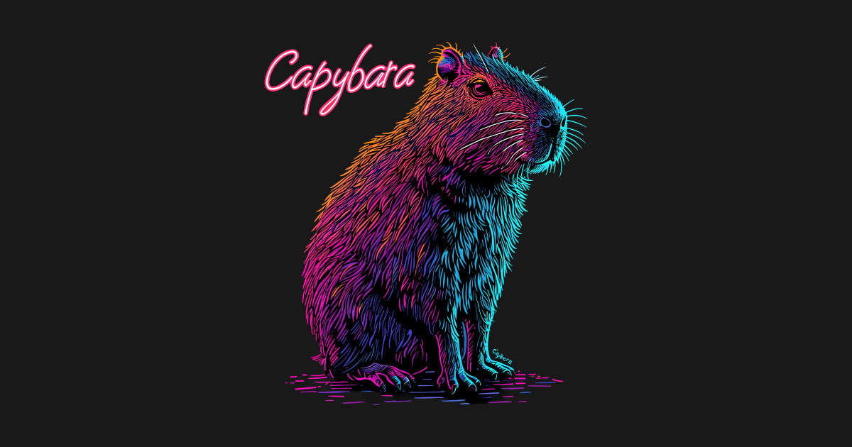 Neon Capybara - Capybara - T-Shirt | TeePublic