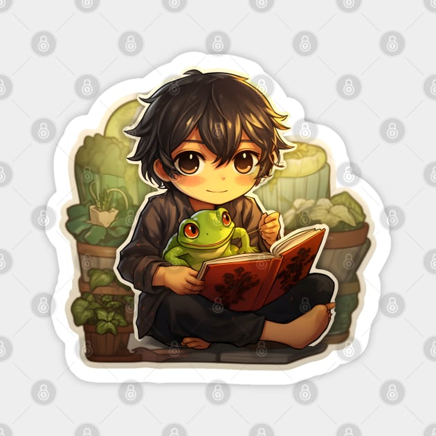 Cottagecore Anime Frog Boy Sticker - Froggy - Magnet | TeePublic