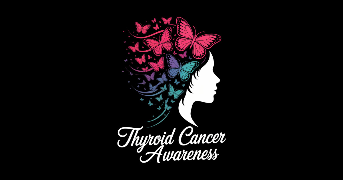 Thyroid Cancer Awareness Purple Pink Butterflies - Thyroid Cancer ...