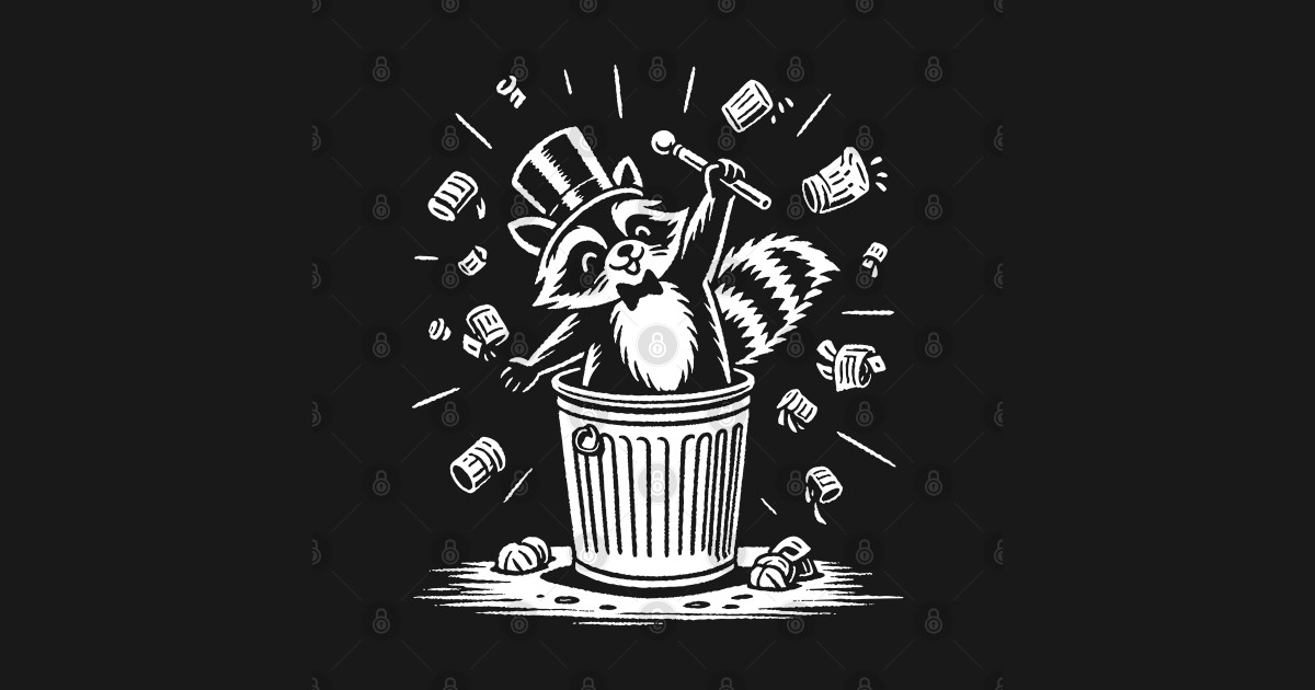 Raccoon Singing and Dancing Inside a Garbage Can - Raccoon - T-Shirt ...