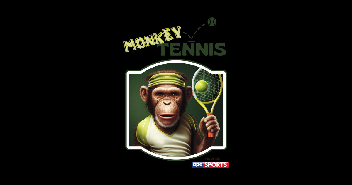 Monkey Tennis Funny Print - Monkey Tennis - Sticker | TeePublic