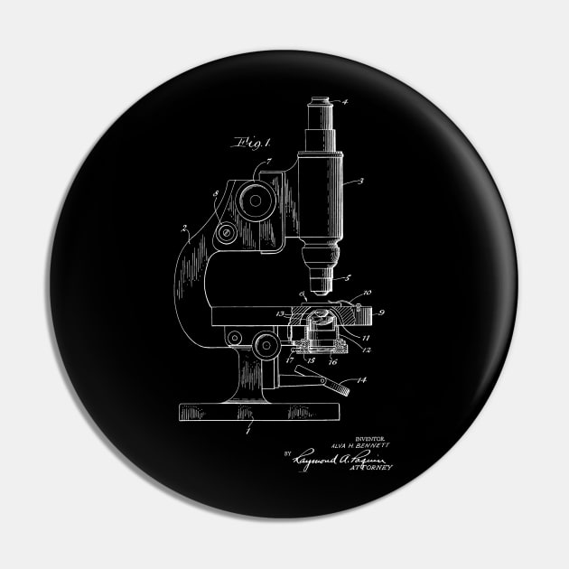 Microscope Vintage Patent Hand Drawing - Microscope - Pin | TeePublic