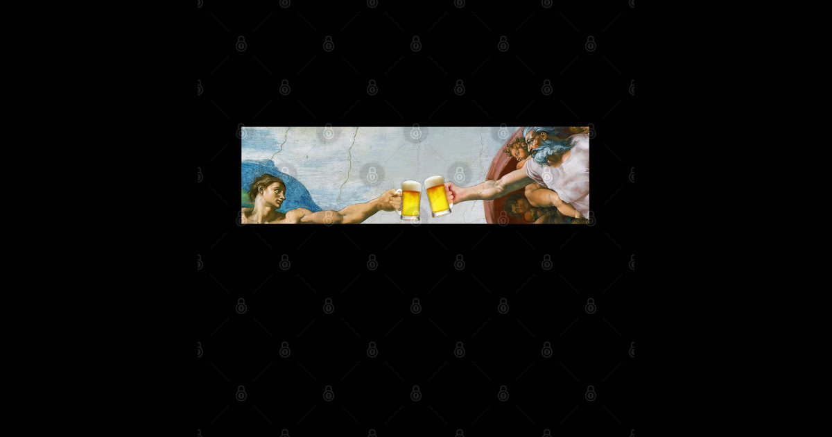Beer God The Creation of Man - Paintings - Tapestry | TeePublic