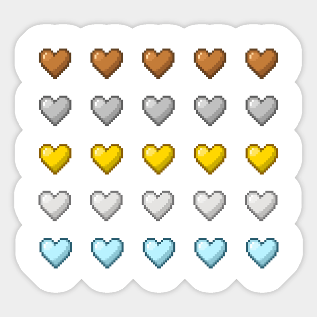 Cute Pixel Hearts – Gamer Rank Grid - Cute Pixel Hearts - Sticker ...