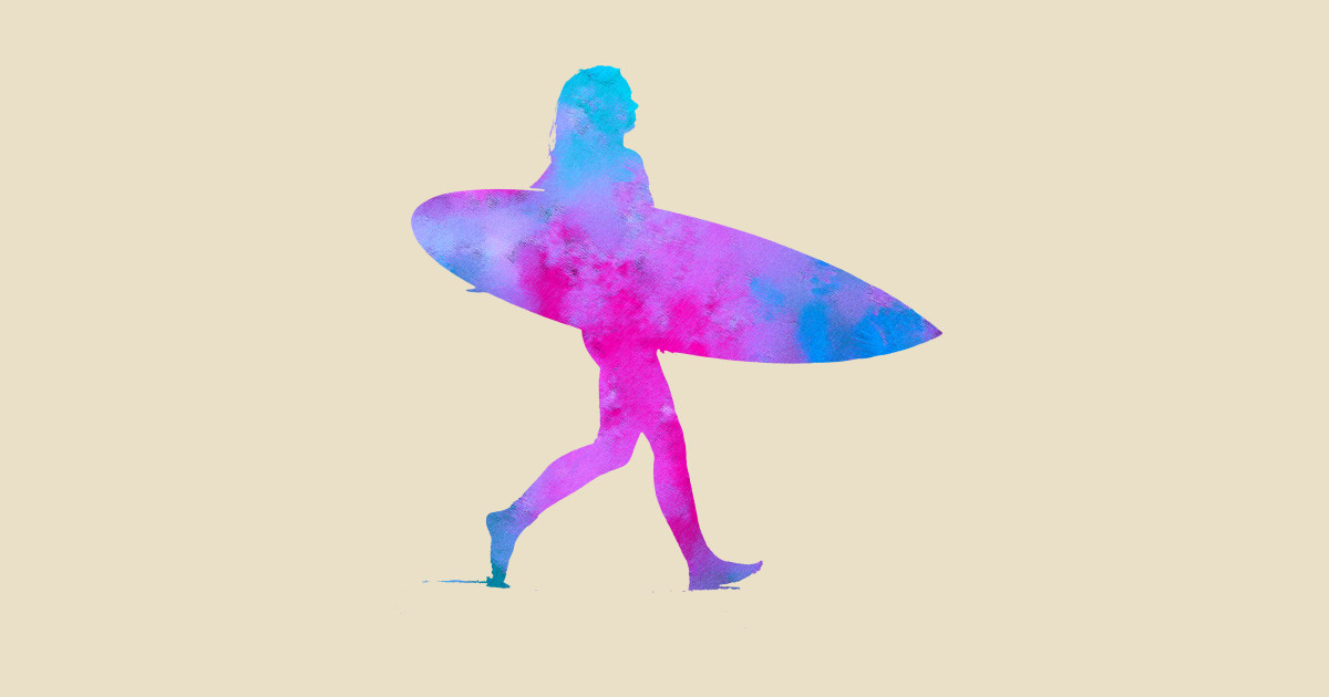 Surfer Girl Pink and Blue - Surfer Girl - T-Shirt | TeePublic