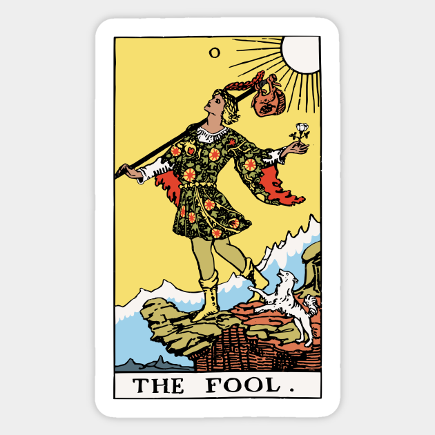 The Fool Tarot Card Rider Waite - Fool Tarot Card - Sticker | TeePublic