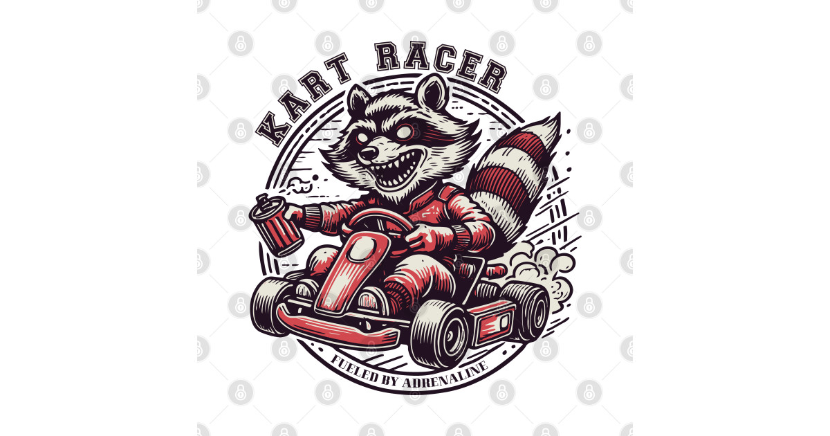 Kart Racer Raccoon Go-kart Adventure - Racing Design - T-Shirt | TeePublic