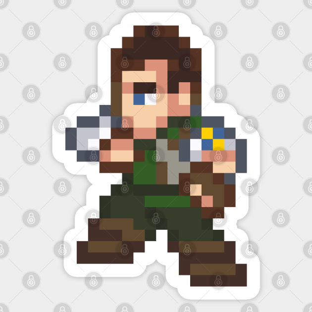 Chris Redfield Resident Evil Pixel Art - Resident Evil - Sticker ...