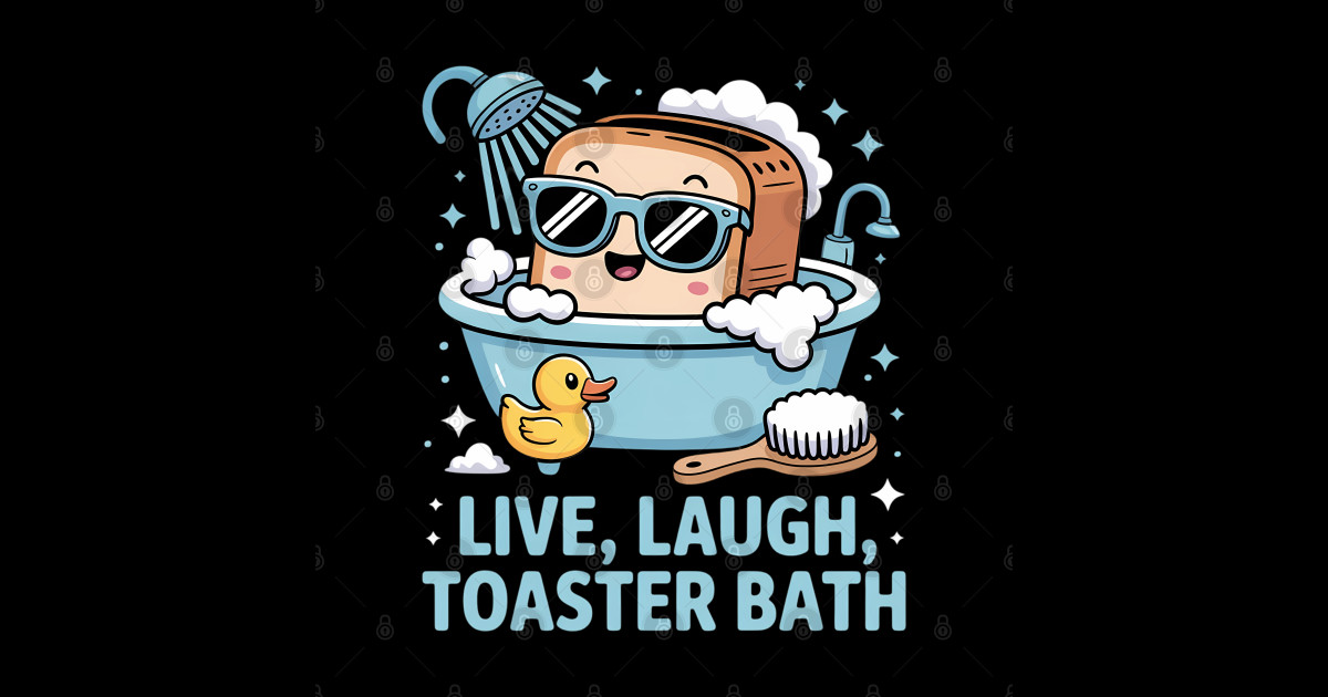 Live Laugh Toaster Bath Funny Toaster Relaxing In A Bathtub - Funny ...