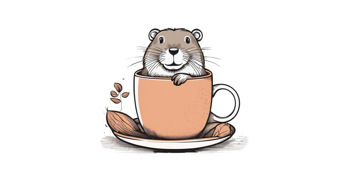 Cute Beaver Drinking Coffee - Beaver Coffee Drink Adorable Caffee - T ...