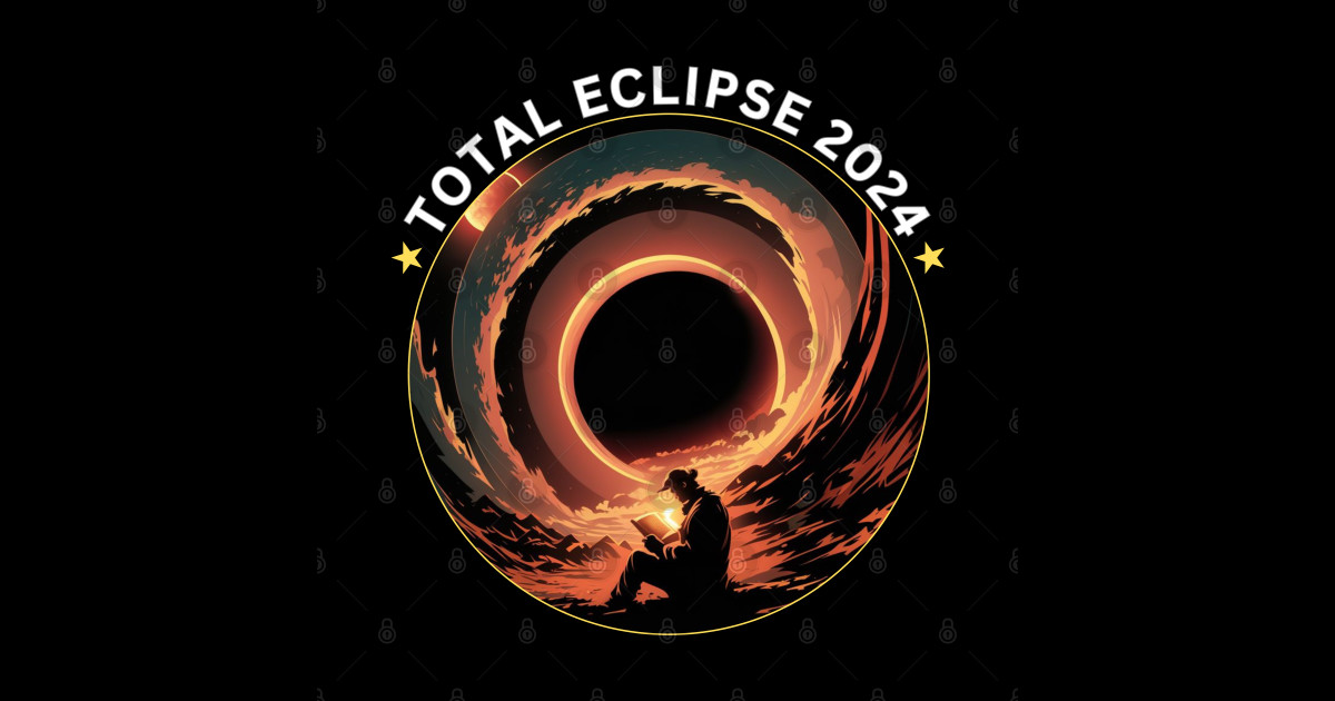 READING IN THE TOTAL ECLIPSE 2024 - Solar Eclipse - Sticker | TeePublic