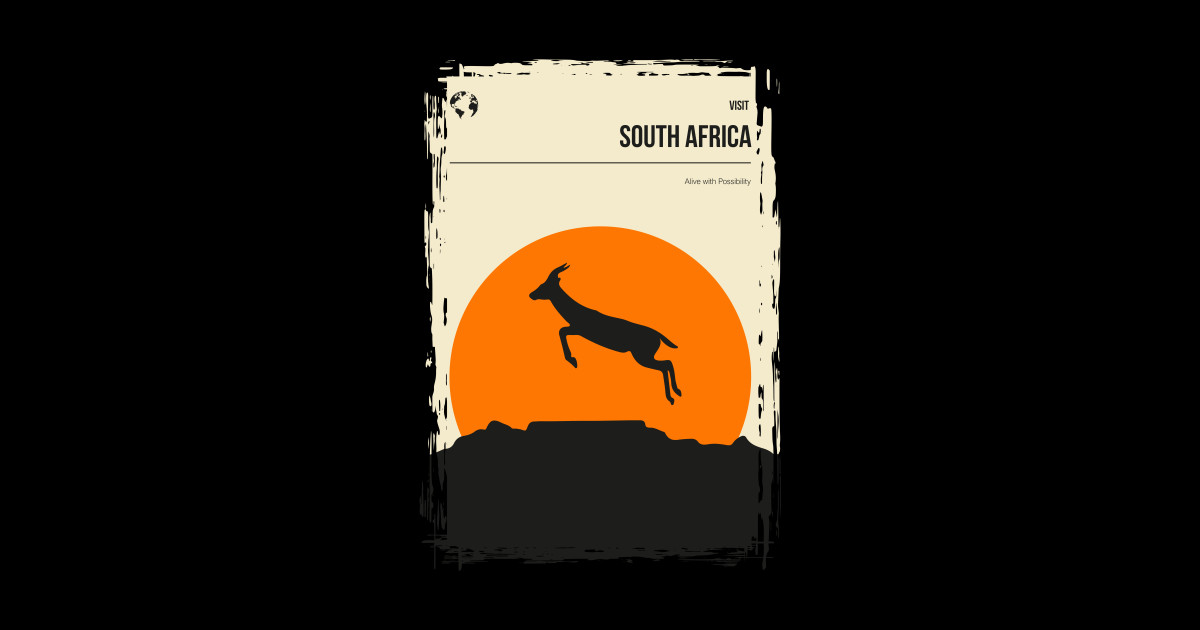 South Africa Minimal Springbok Table Mountain Poster - South Africa ...
