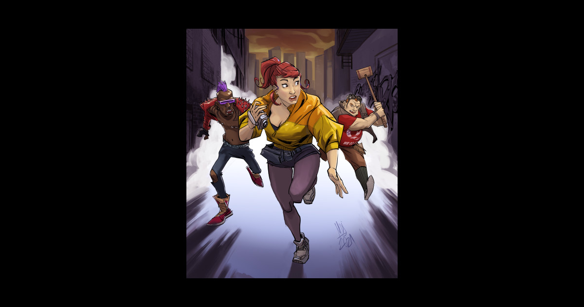 April runing from Rocksteady and Bebop - April Tmnt - Sticker | TeePublic