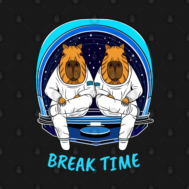 Break Time, Cute Capybara Astronauts - Cute Capybara - T-Shirt | TeePublic
