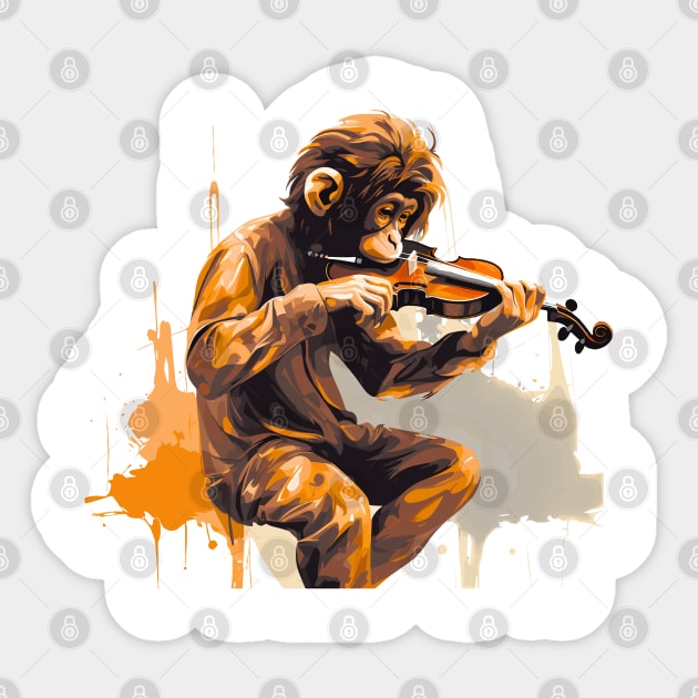 Monkey Playing Violin - Monkey - Sticker | TeePublic