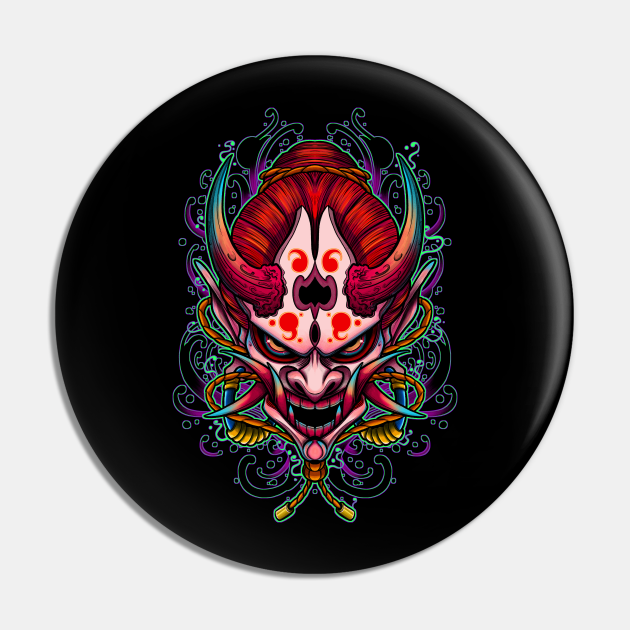 Japanese Hannya demon mask - Hannya Mask - Pin | TeePublic