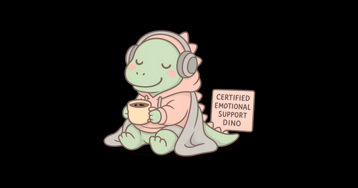 Emotional Support Dino – Certified Cuddle Companion - Emotional Support Dino - Sticker | TeePublic