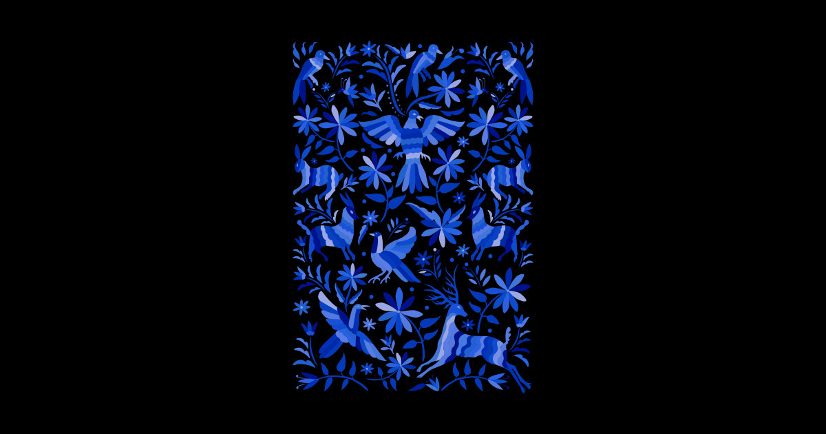 Mexican Otomí Design in Blue - Mexican Otomi Colorful Design - Sticker ...