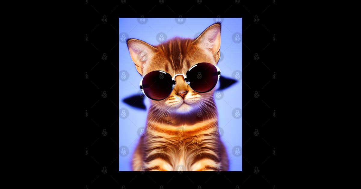 Retro Coool Cat - Retro Cat Design - Sticker | TeePublic