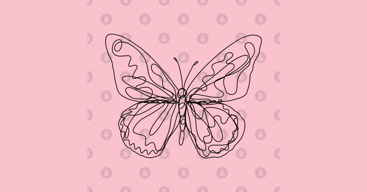 Scribble Butterfly Line Drawing | Artwork by Julia Healy - Butterfly ...