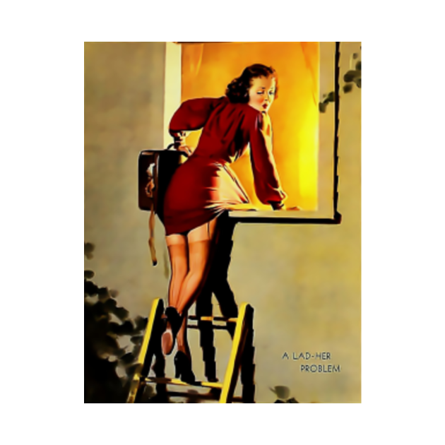 Gil Elvgren - A Lad-Her Problem, 1940 - Sexy Lady - T-Shirt | TeePublic