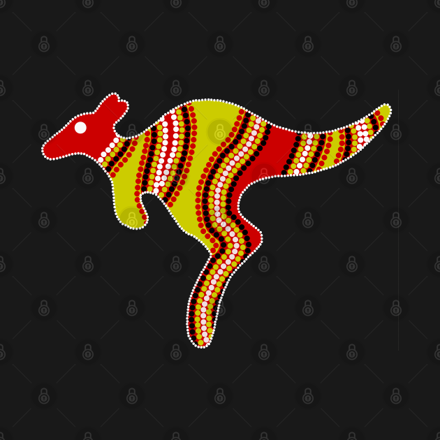 Aboriginal Art Kangaroo - Hop - T-Shirt | TeePublic
