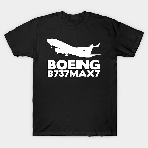 Boeing B737Max7 Silhouette Print (White) - B37m - T-Shirt | TeePublic