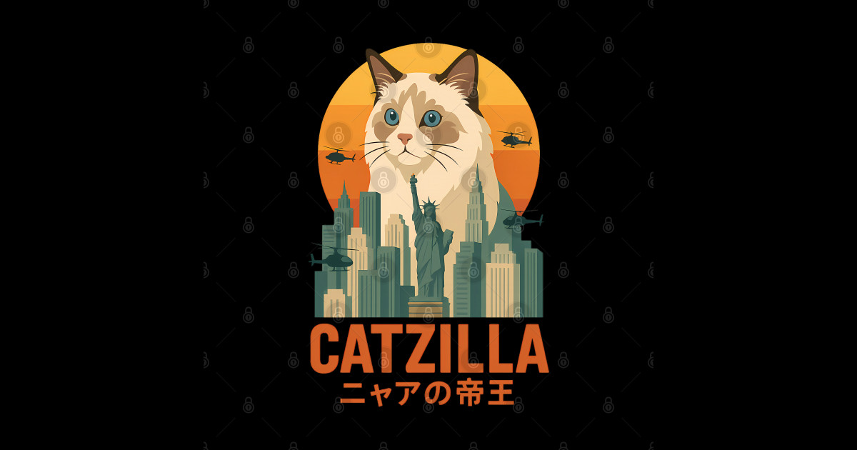 Catzilla – Funny Ragdoll Cat - Funny Cat - Sticker | TeePublic