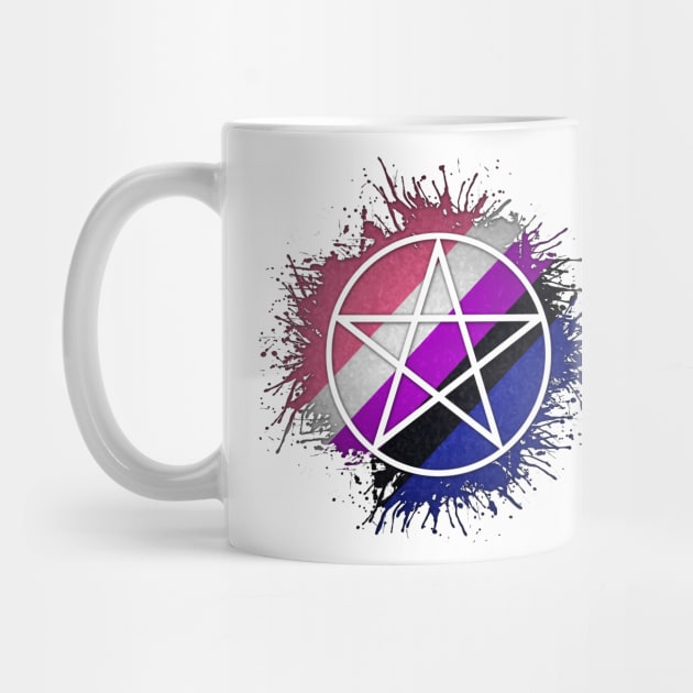 Paint Splatter Gender Fluid Pride Flag Pentacle Symbol - Gender Fluid ...