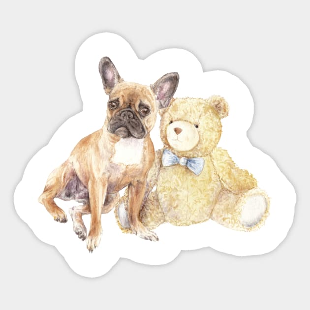 Frenchie Dog With Teddy Bear - Frenchie - Sticker | TeePublic