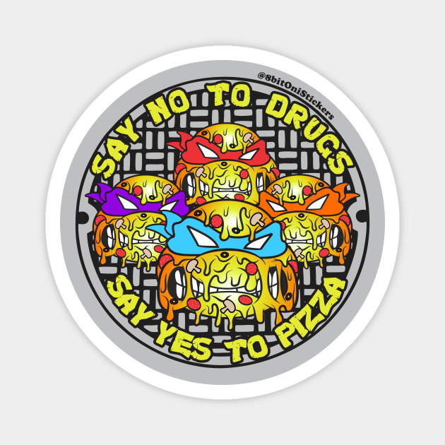 TMNT Ninja Turtle Pizza faces - Ninja Turtles - Magnet | TeePublic