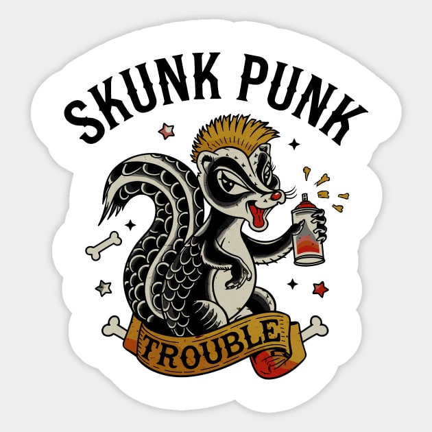 Skunk Punk Flash Tattoo - Punk - Sticker | TeePublic